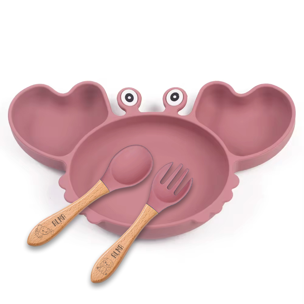 Crab plate and engraved children's cutlery | Personalised cutlery for ...