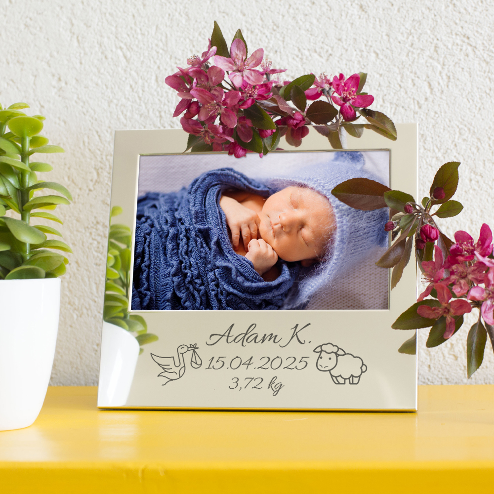 Engraved birth photo frame