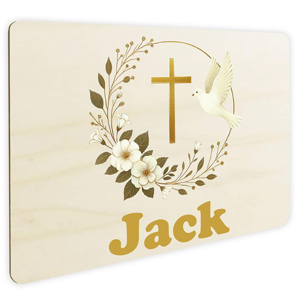 Personalised door sign Dove and Cross | Custom door plaques