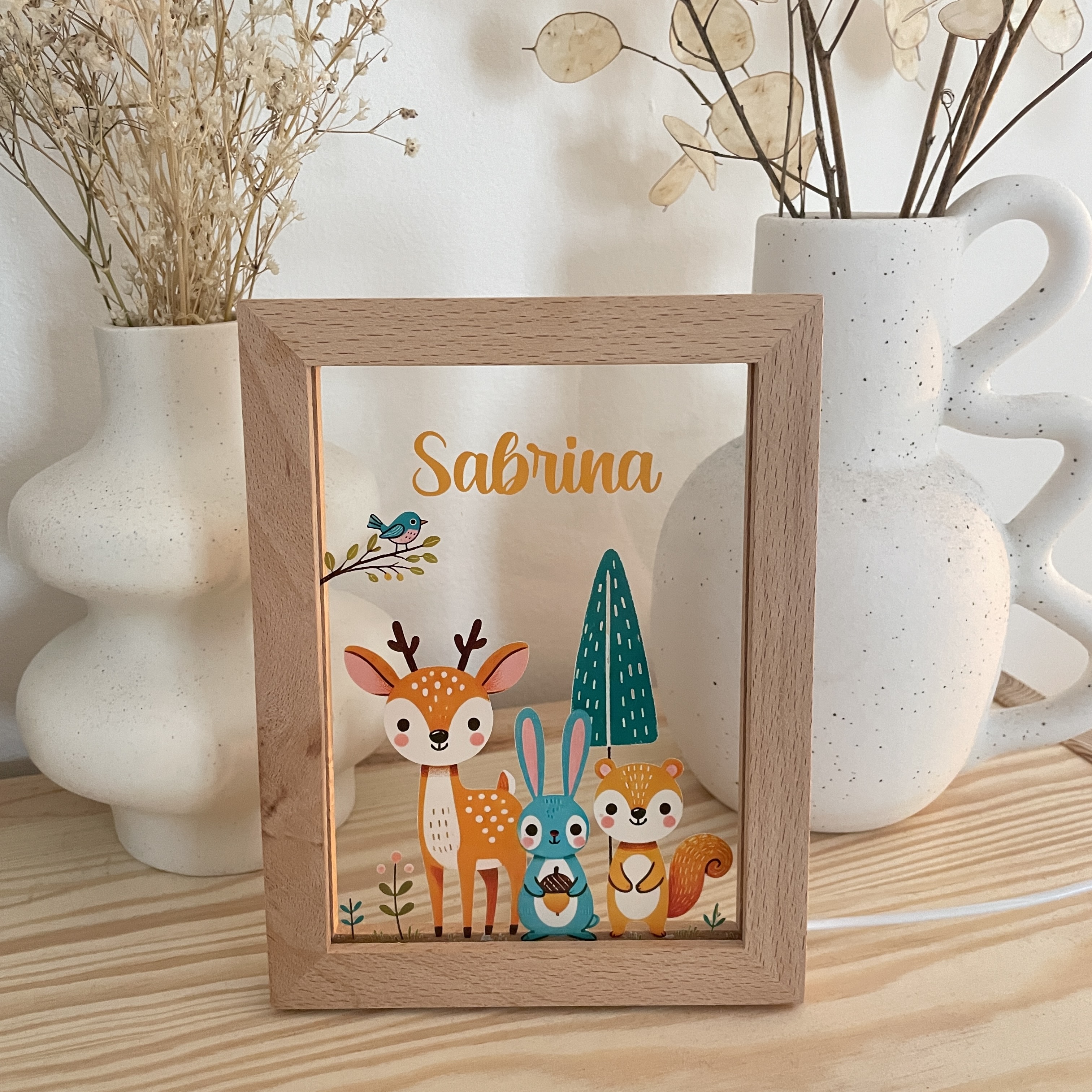 Personalised enchanted forest LED frame | Personalised lamps with a name